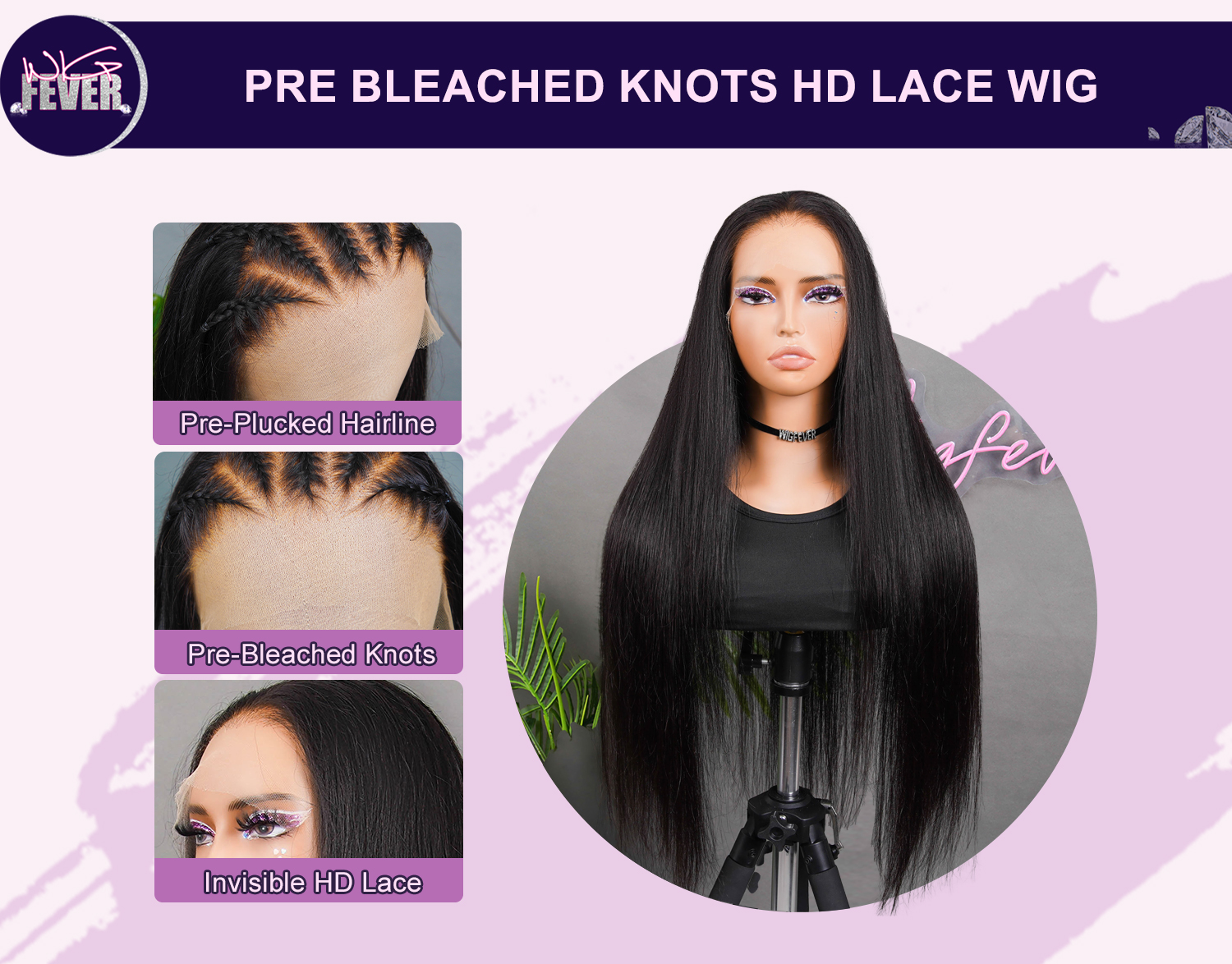 Straight Human Virgin Hair Lace Front Wigs Pre Plucked Natural Hairline ...